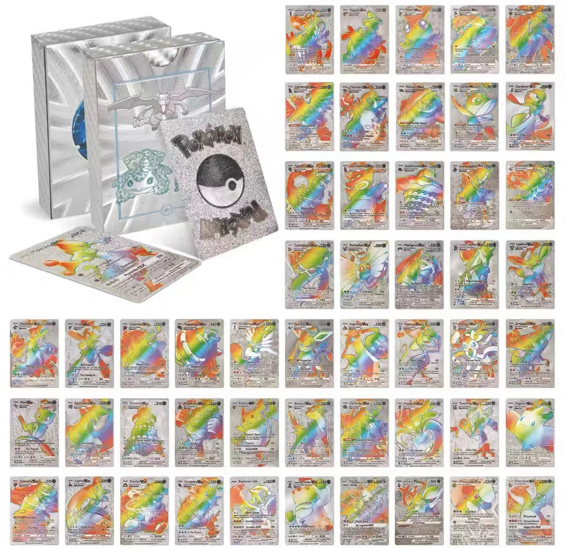 55Pcs Box Pokemon Colorful Cards Vmax English Charizard Rainbow Arceus ...